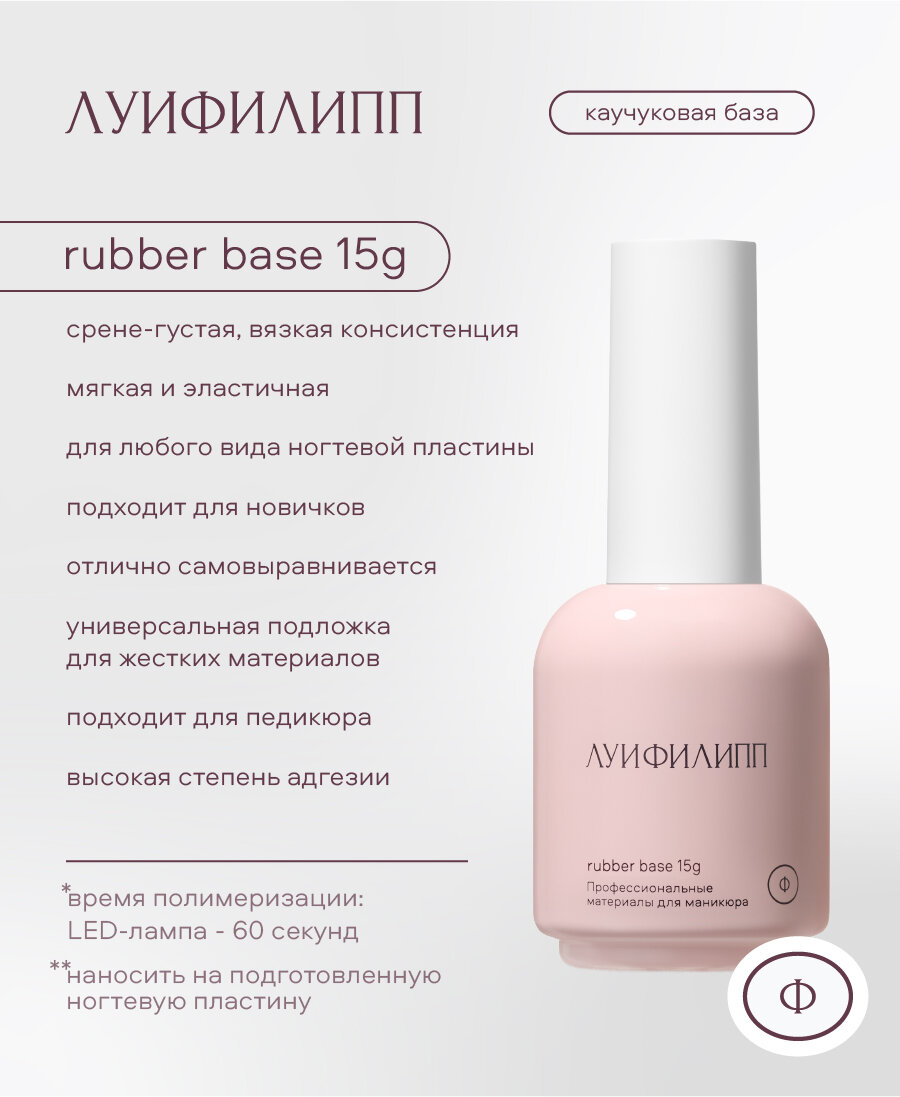 База для гель-лака, Луи Филипп, Base Rubber 15g
