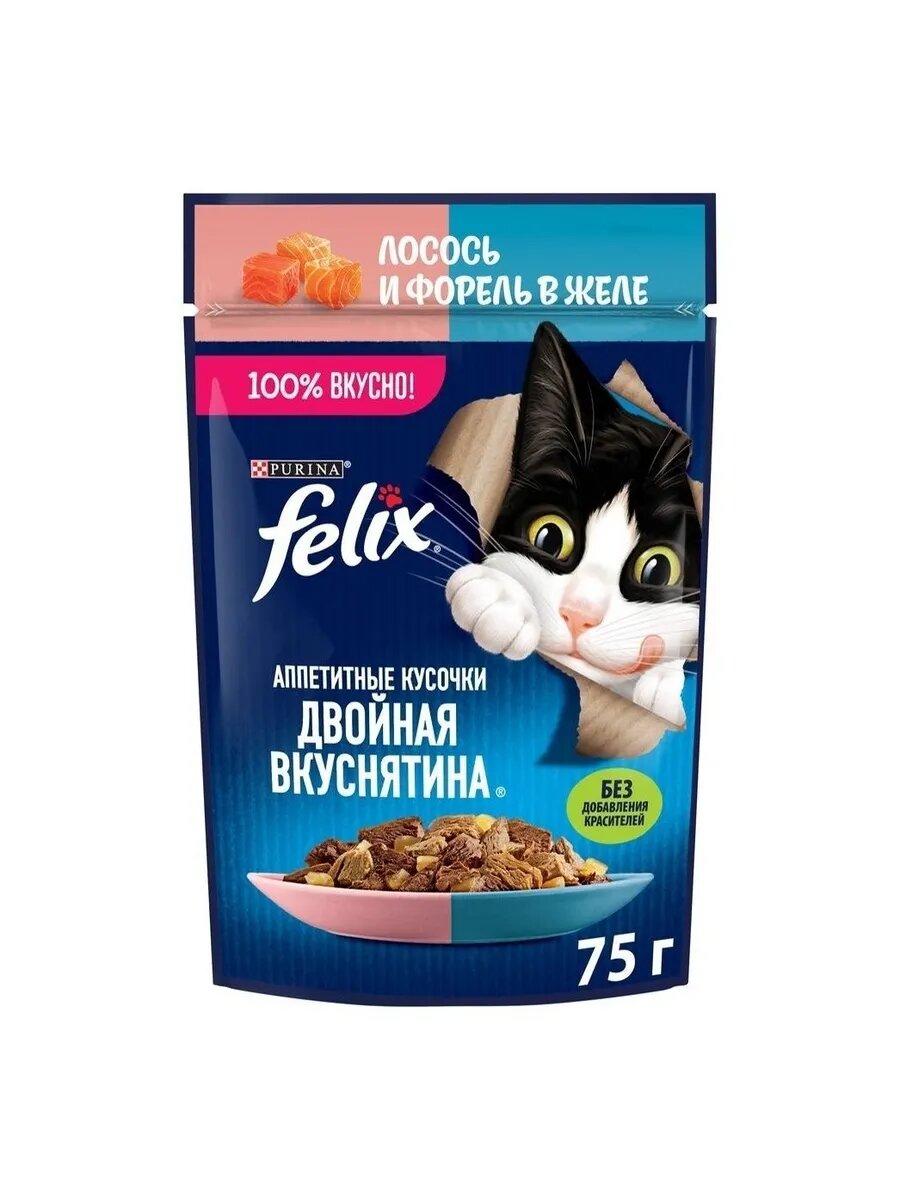 Влажный корм Felix Аппетитные кусочки двойная вкуснятина с л