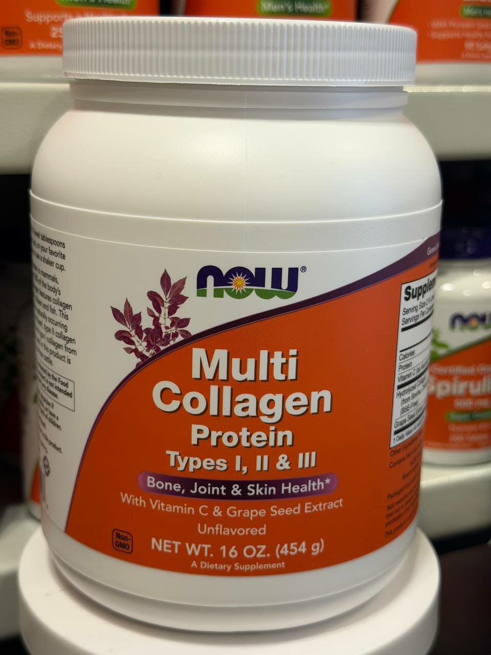 NOW Multi Collagen Protein мультиколлагеновый протеин тип I, II и III для суставов, кожи и связок, 454 г порошок