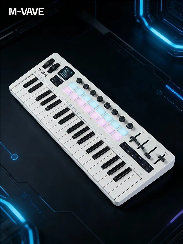 M-VAVE S-37 PRO II-клавиатура 37-клавишный MIDI контроллер белый