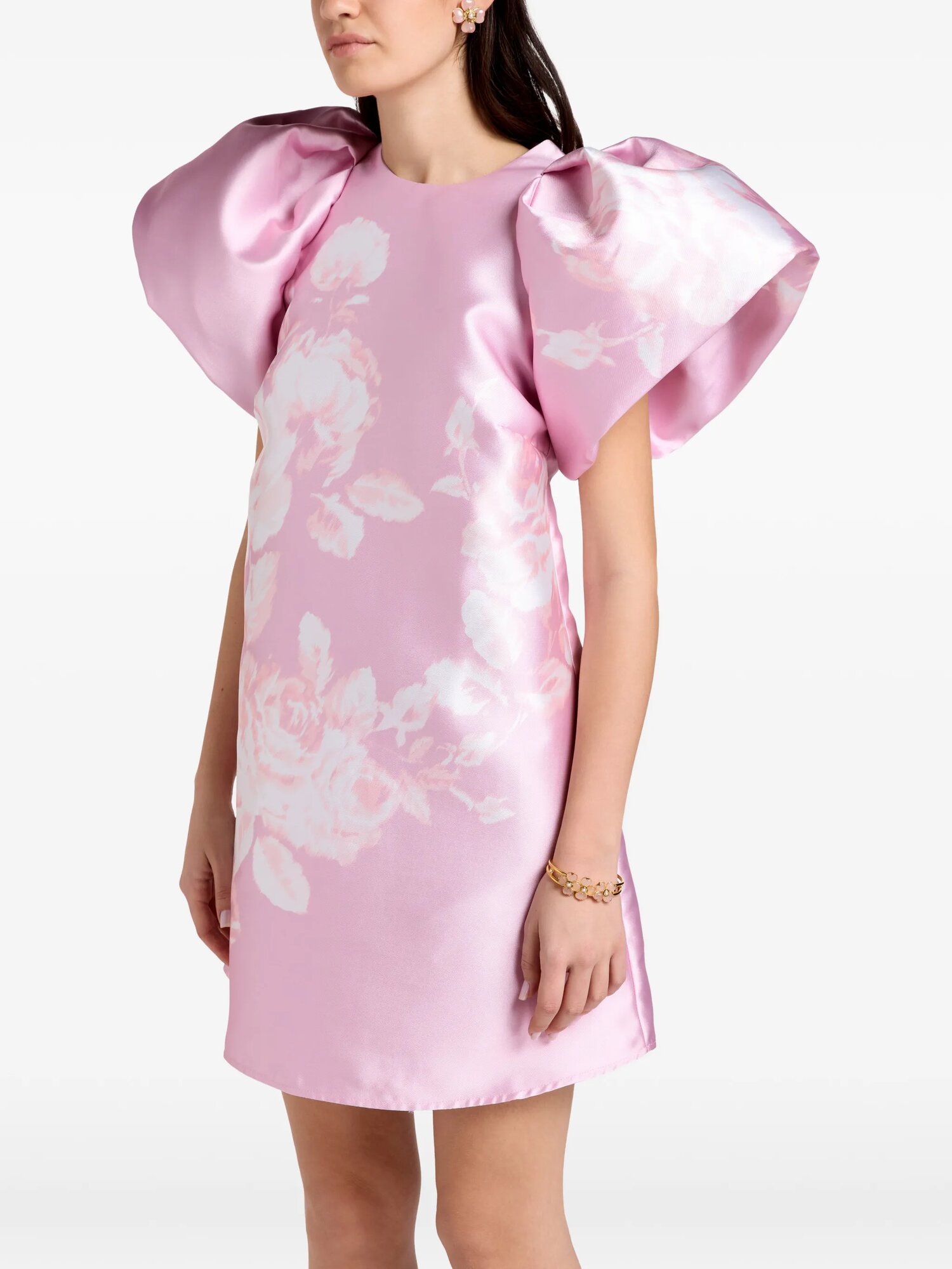 Платье Puff-sleeve floral-print mini dress