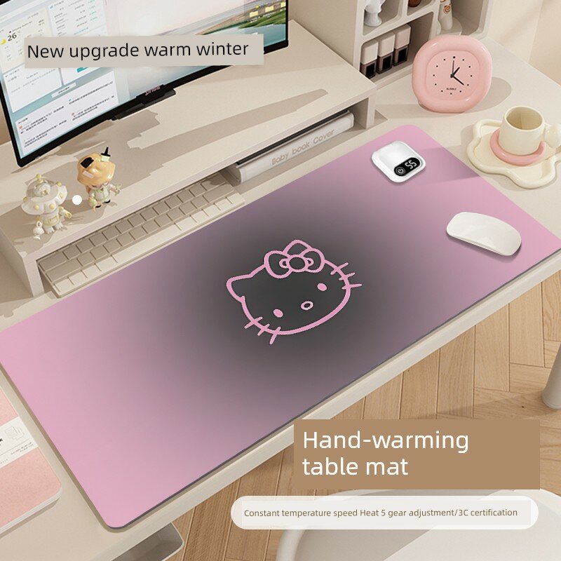Градиентный коврик для мыши hellokitty с подогревом, очень большой студенческий коврик с подогревом для стола, офисный