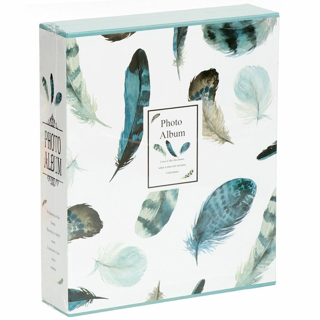 Фотоальбом Перья на 80 фотографий 10х15 см в подарочном боксе, стильный декор для дома и хранения снимков Y3-1406