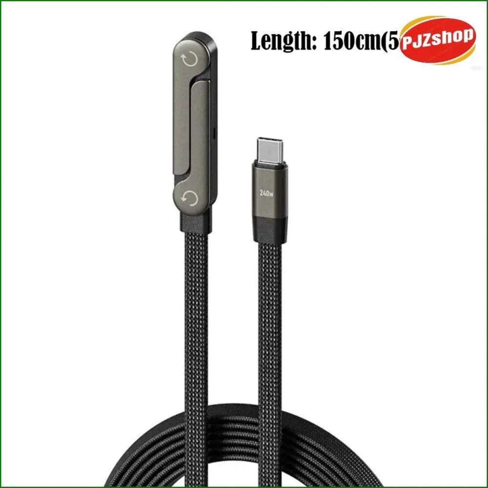 Боковой зарядник для телефона 240W Type-C USB кабель, 150см, для быстрой зарядки, белого цвета