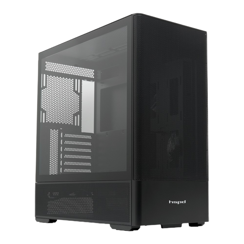 Корпус для ПК HSPD M712, Mesh Mid Tower, чёрный, E-ATX/ATX/mATX/mITX, 7 слотов PCI, 2 USB‑A 3.0