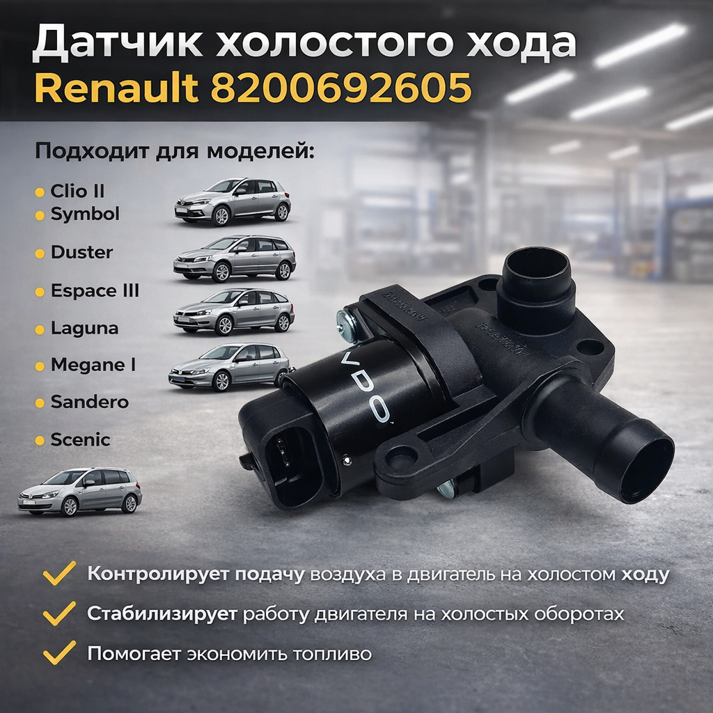 Датчик холостого хода Renault 8200692605 Clio II, Symbol, Duster, Espace III, Laguna, Megane I, Sandero, Scenic