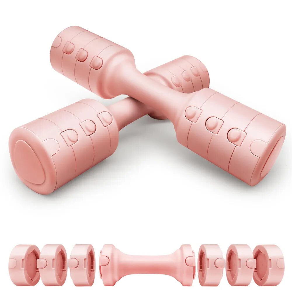 Регулируемые гантели, 2 шт, вес 1 шт: 2.5 кг, светло-розовые