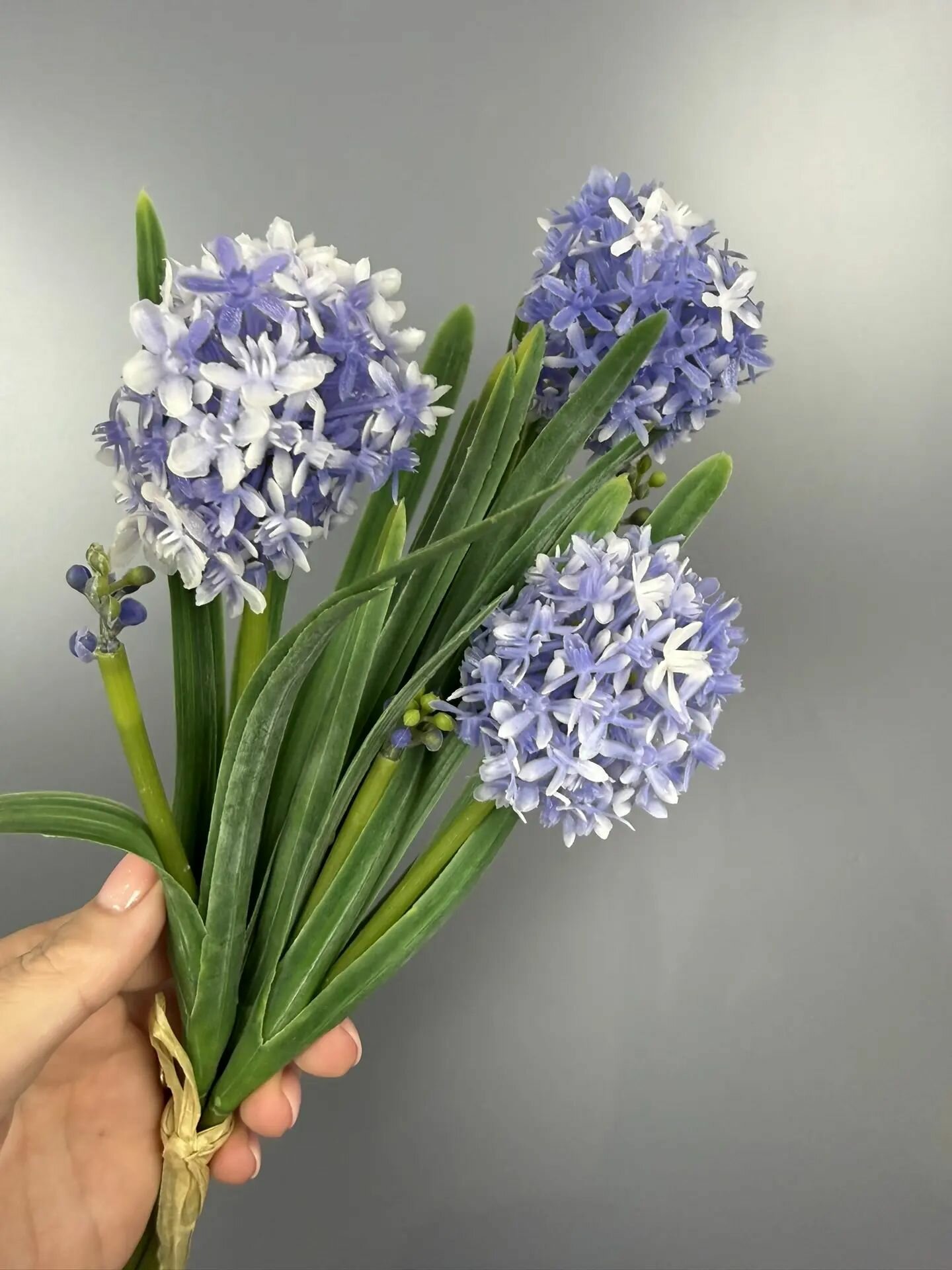 Искусственные цветы весенний букет для декора Аллиум лук из силикона голубой 30 см
