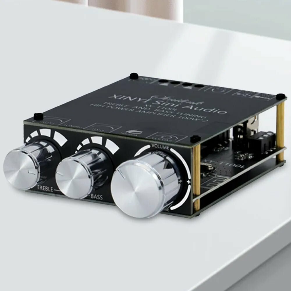 Плата стереоусилителя мощности Bluetooth 5.0, регулируемый высокий и низкий уровень звука, 100 Вт * 2, полное качество звука, множественная защита, 20 Гц-30 кГц