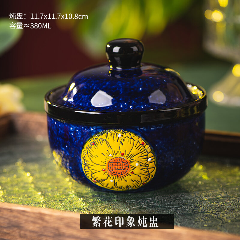 Ретро-керамическая кастрюля с крышкой для домашнего использования, новая модель пароварки, глиняный горшок, большая кастрюля для супа и тушения, суповая кастрюля, кастрюля для тушения.