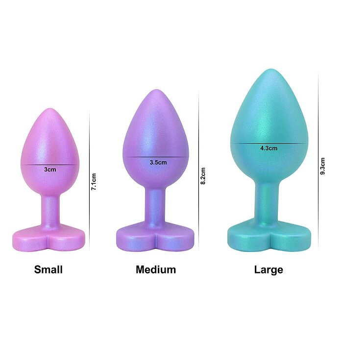 Набор анальных пробок «Anal Heart Pulse 3 Size » металлик (S, M, L)