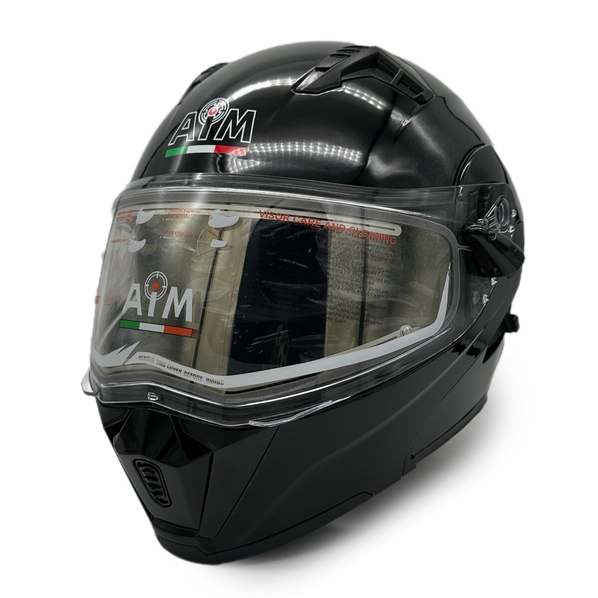 Шлем для снегохода AIM JK906 BLACK GLOSSY (ЭП). L. Черный-глянцевый
