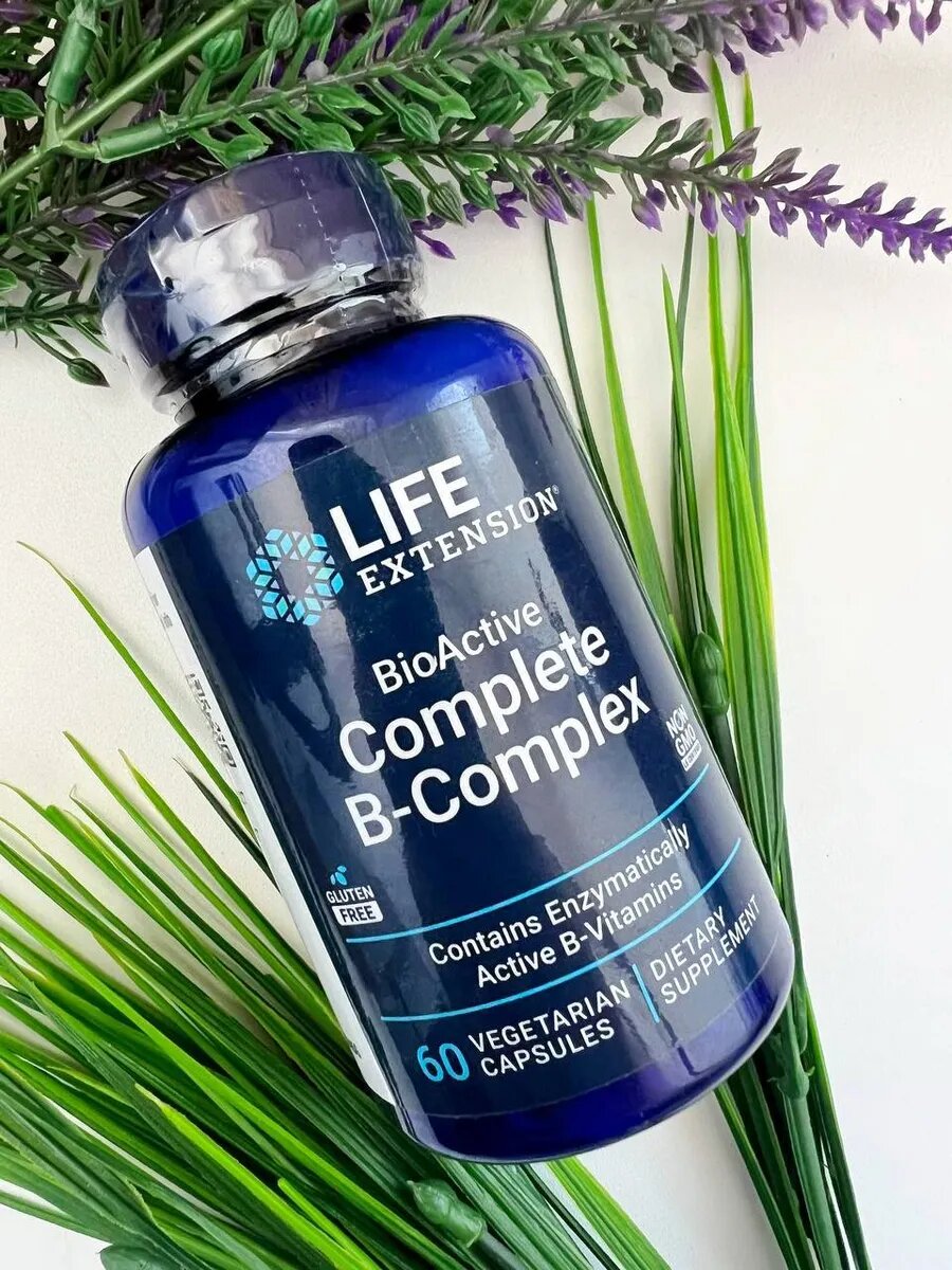 Полный биоактивный комплекс витаминов группы B, Life Extension, BioActive Complete B-Complex, 60 капсул