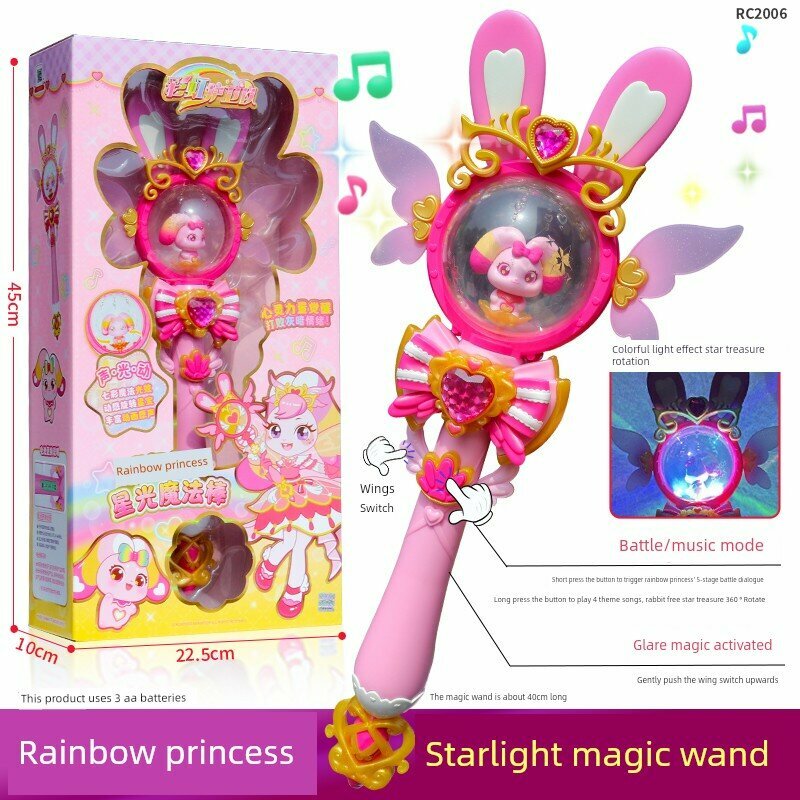 Волшебная палочка Rainbow Princess со звездным светом, поворотом и анимированными звуковыми эффектами