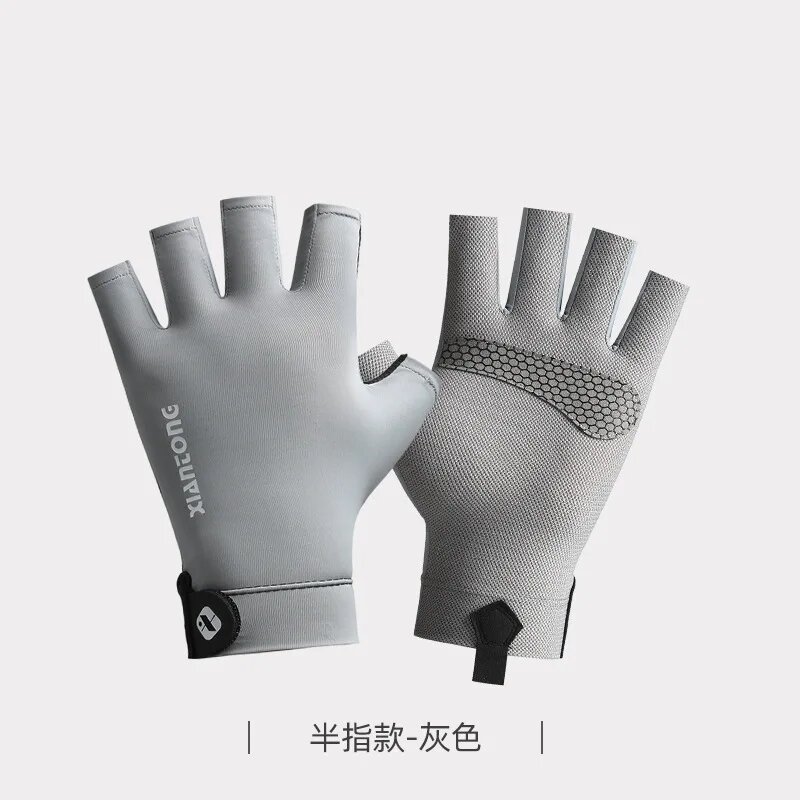 Перчатки без пальцев Half finger gray для спорта и вождения