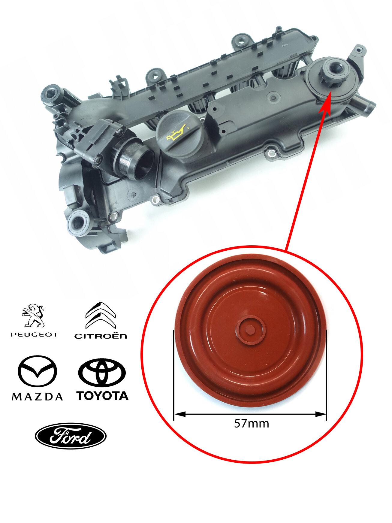 Мембрана клапанной крышки Peugeot, Citroen, Ford, Mazda, Toyota 1.4 HDi, TDCi (DV4TD)