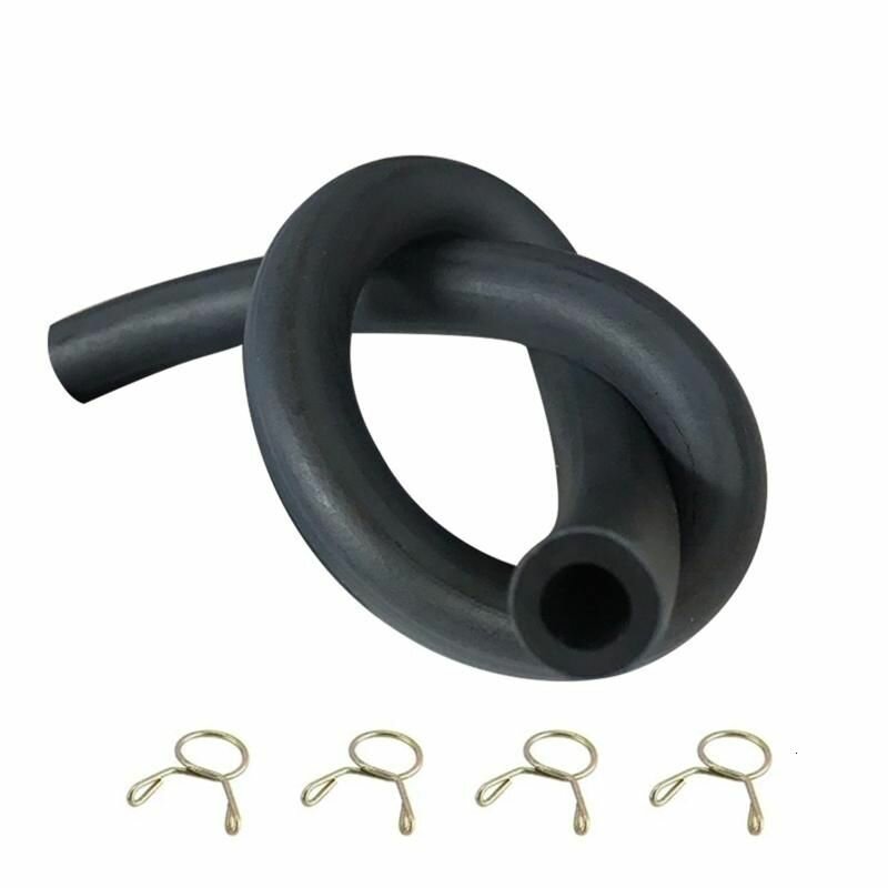 Топливный шланг для мотоцикла и малой техники (бензопилы, триммеры) 4,5 мм внутр, 50 см, резина, 4 зажима