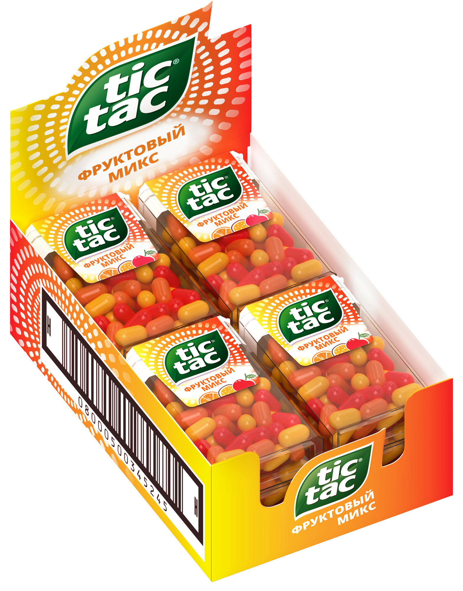 Драже Tic Tac "Фруктовый микс", со вкусом маракуйи и апельсина, без ГМО, 16 г, 12шт