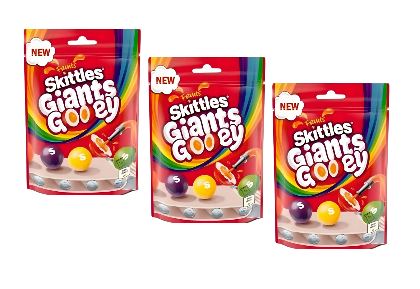 Конфеты жевательные" Skittles Gigants Gooey - (3 шт. х125 гр.)