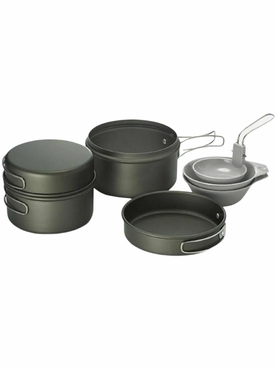 Набор походной посуды "Kovea KSK-SOLO2", анодированный алюминий, 7 предметов, серый металлик/серебристый