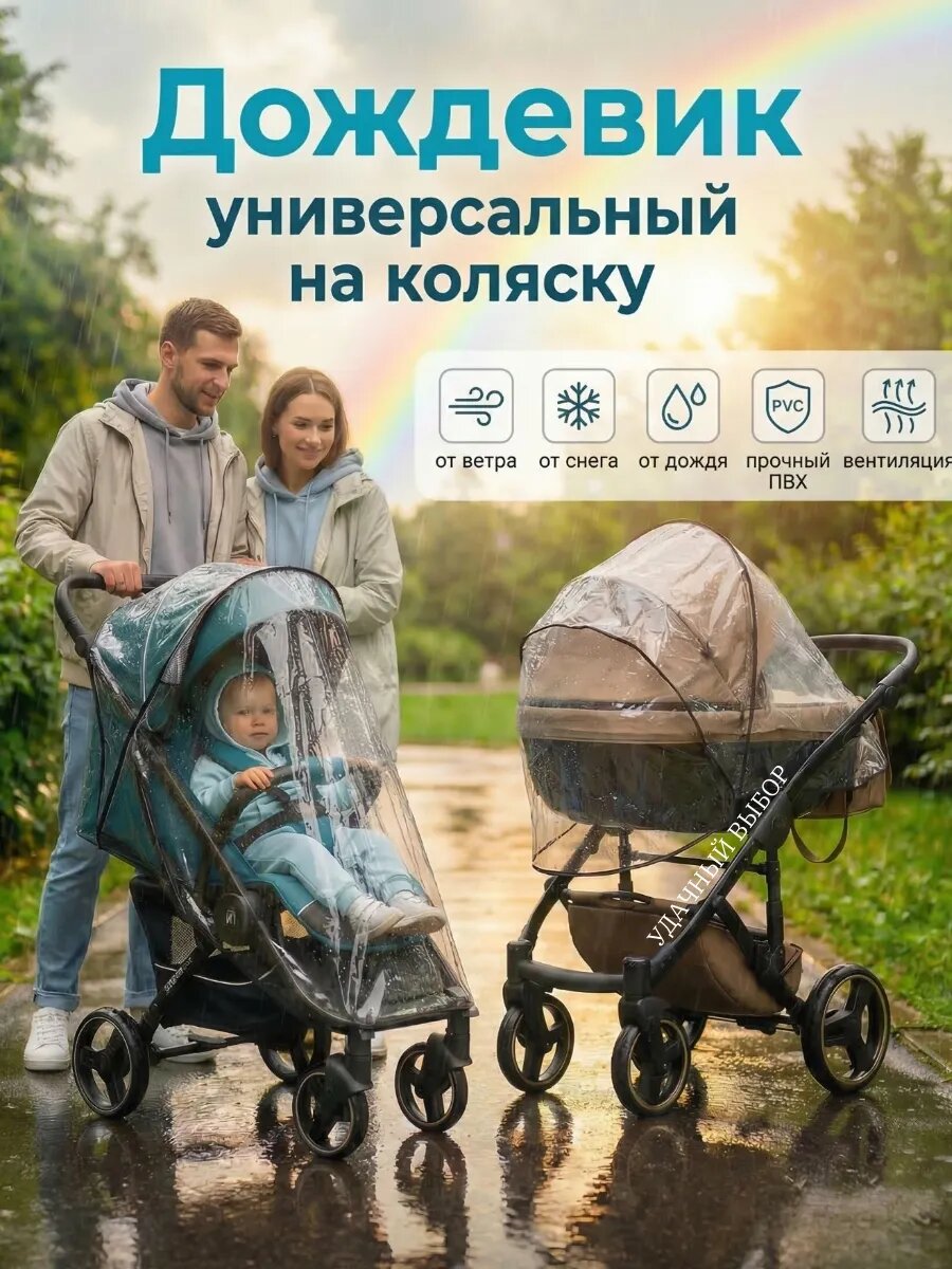 Дождевик на коляску универсальный, силиконовый