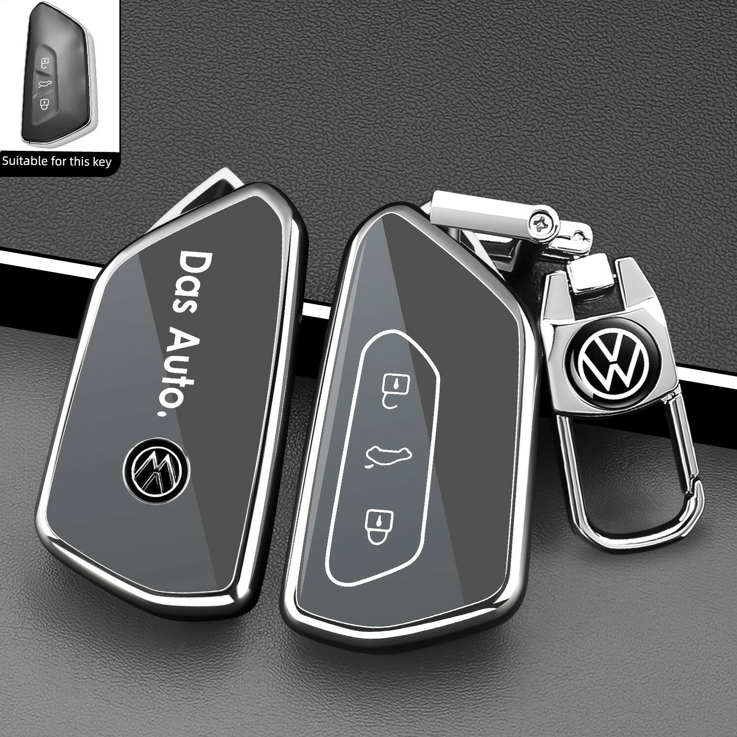 Автомобильный чехол для ключа Volkswagen Passat, серый с металлическим замком для моделей 2023-2024, надежный аксессуар