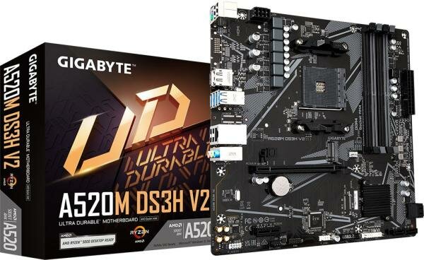 Материнская плата GigaByte A520M DS3H V2 Socket AM4 AMD A520 4xDDR4 1xPCI-E 16x 2xPCI 1xPCI-E 1x 4xSATA III mATX A520M DS3H V2 (Уценка, из ремонта)