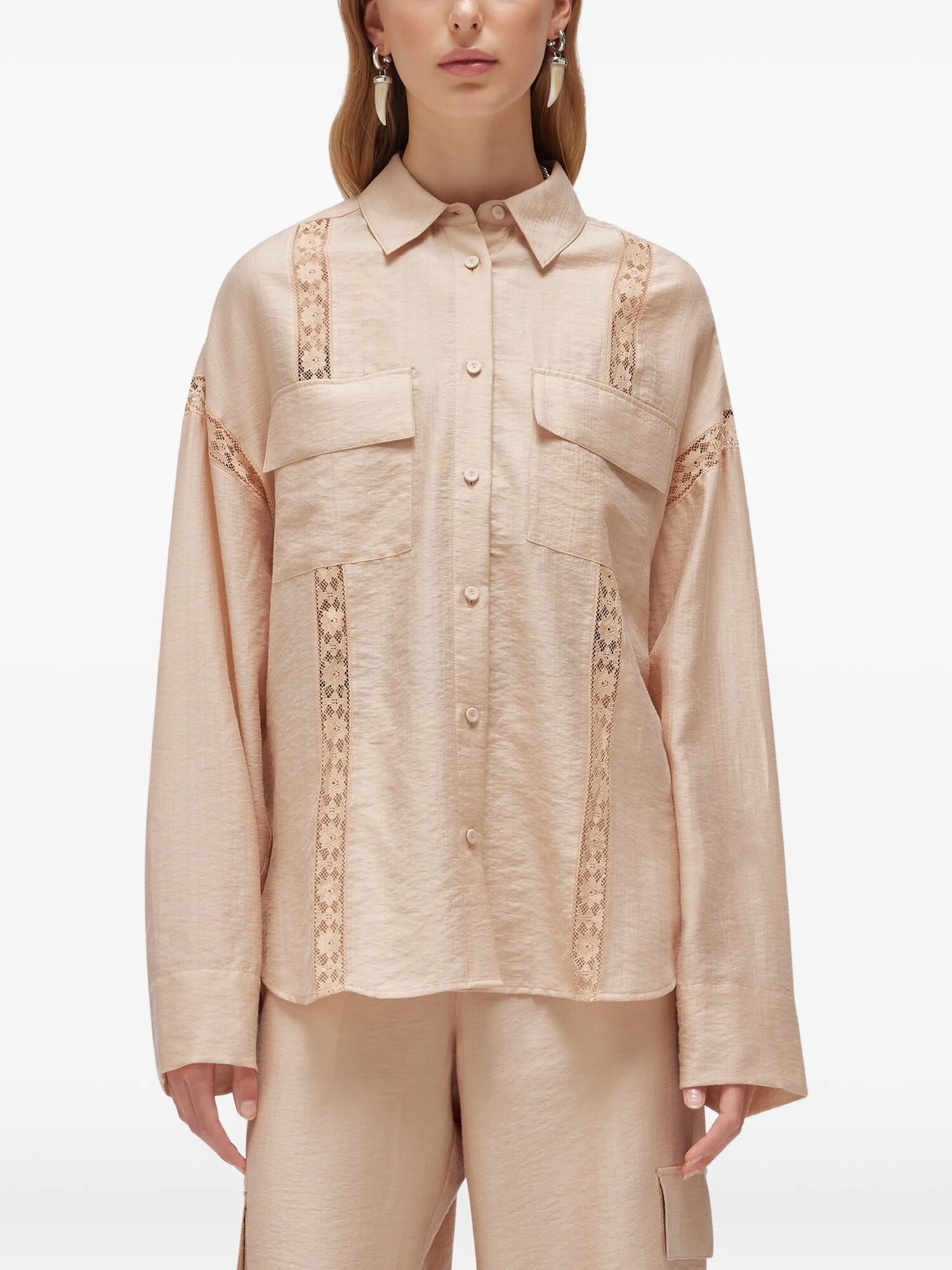 Рубашка Lace-trim flap-pocket shirt
