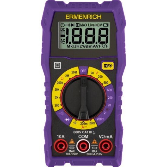 Мультиметр цифровой Ermenrich Zing TC07, фиолетовый 086327