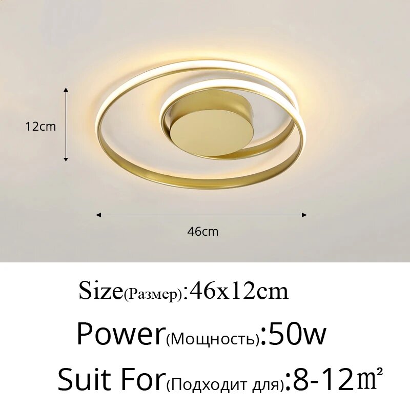 Современные люстры LED для гостиной, спальни, кабинета. Белый и черный цвет. Настенные световые приборы-декор. AC85-265V. Золотой 46x12 см.