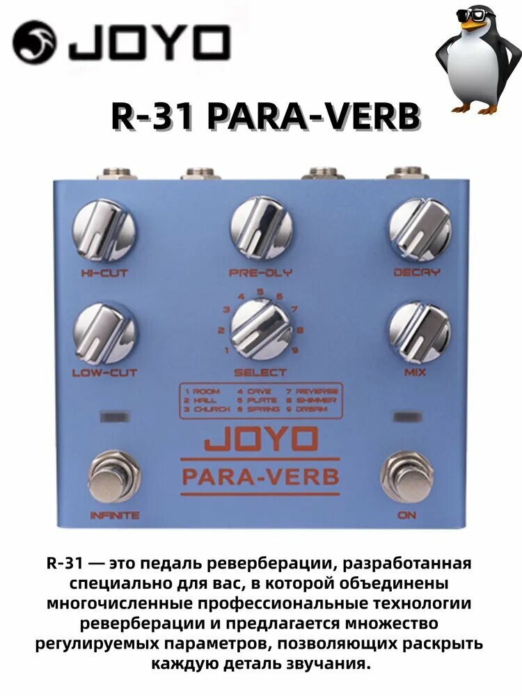 R-31 Para-Verb гитарная педаль эффектов со стереовходом/выходом.