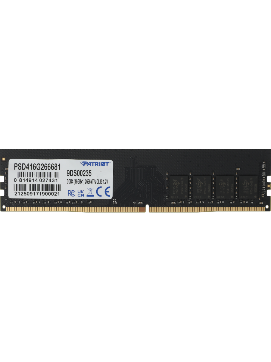 Память DDR4 16GB 2666MHz Patriot PSD416G266681 Signature RTL PC4-21300 CL19 DIMM 288-pin 1.2В single rank RTL