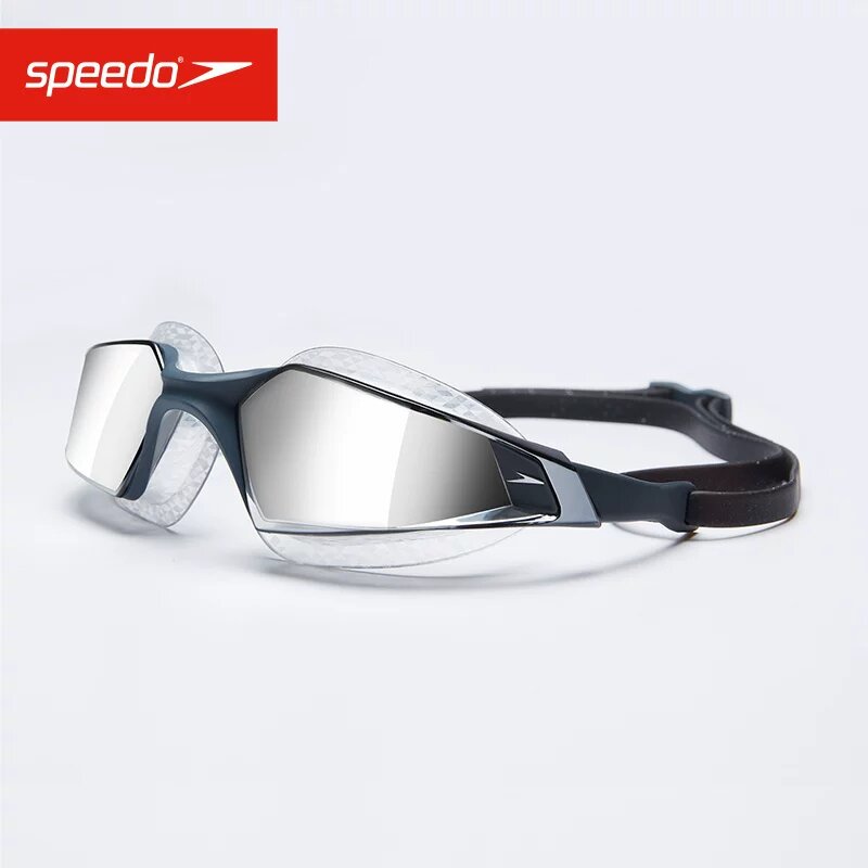 Speedo Большие рамки Анти-туманные Плавательные Очки для Соревнований и Тренировок, Слэйт-Грей/Серебряный/Металлический