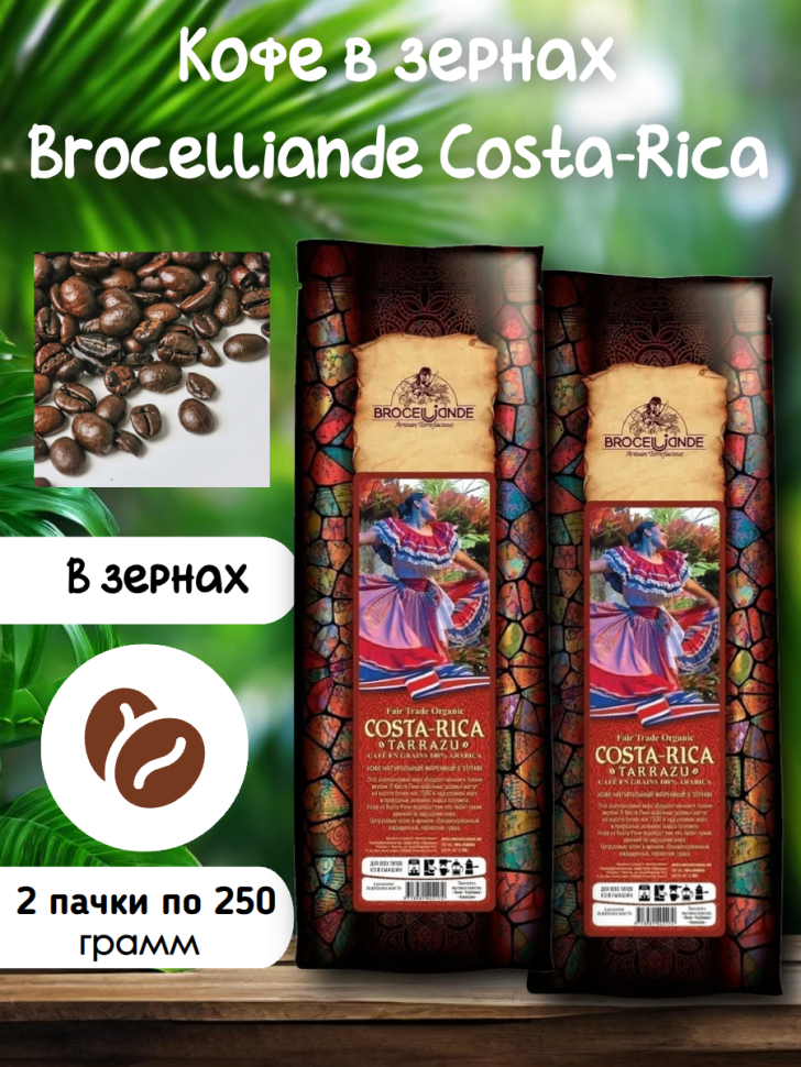 Кофе в зернах Broceliande Costa-Rica 250 грамм 2 штуки
