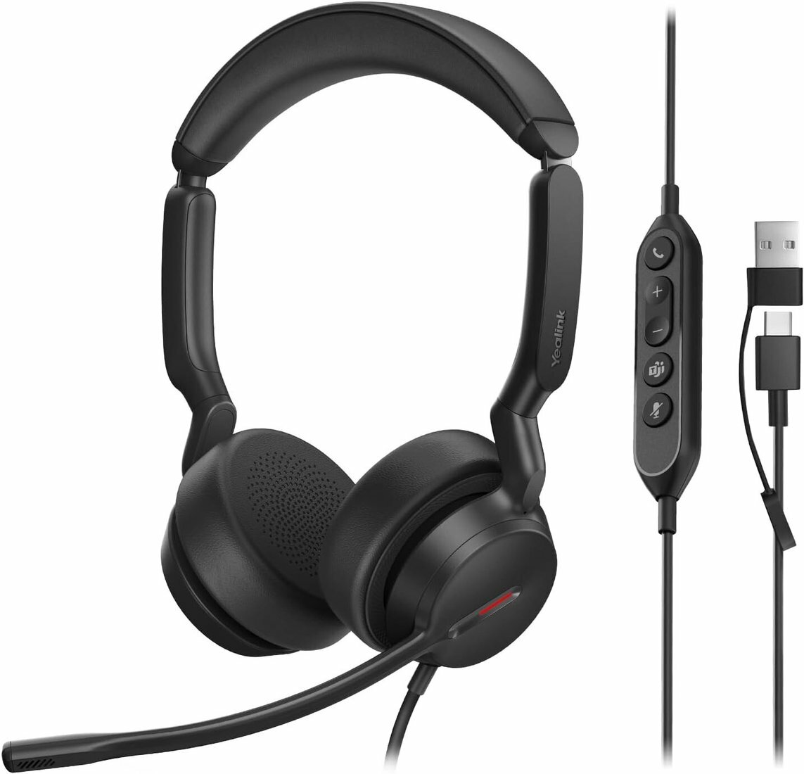 Наушники с YEALINK микрофоном UH44 Dual UC USB-C/A черный 1.5м