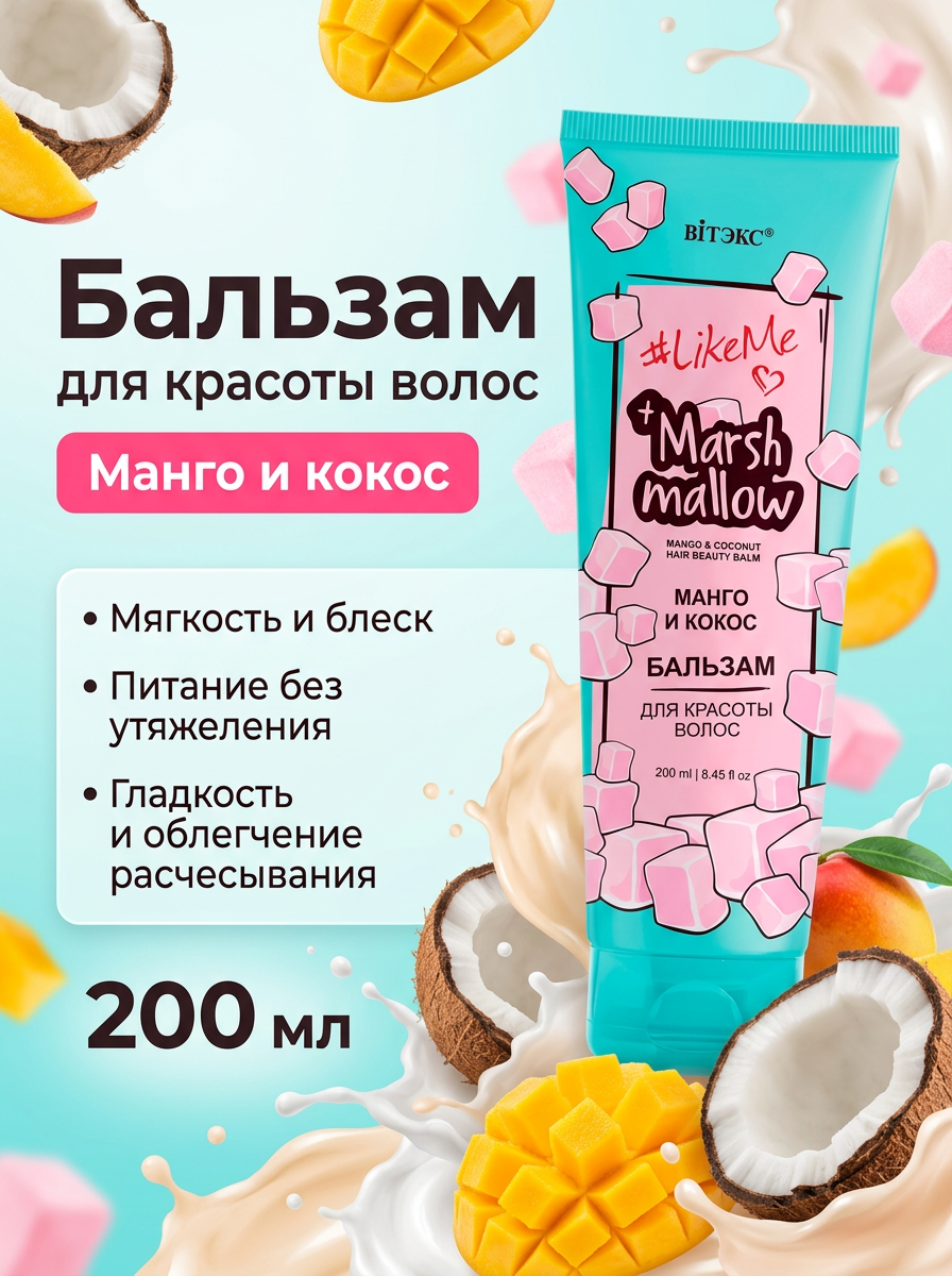 Бальзам для красоты волос Манго и кокос 250 мл Витэкс Marshmallow
