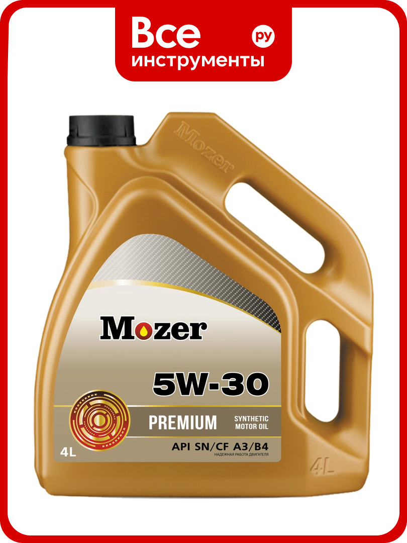 Моторное масло Mozer Premium 5W-30 синтетическое, API SN, ACEA A3/B4, для дизельных и легковых двигателей, канистра