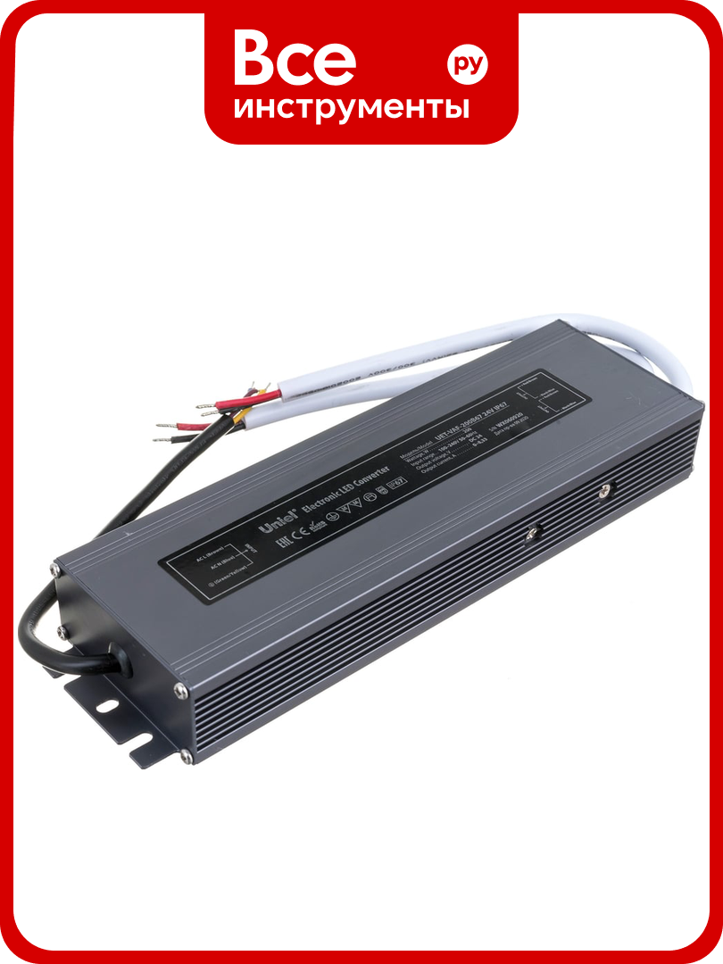 Блок питания Uniel 200B67 24V IP67 2 выхода UET-VAF UL-00007580 для стабильного питания устройств
