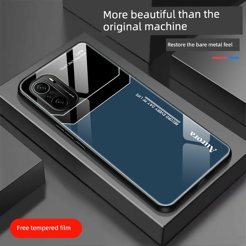 Чехол для смартфона Redmi K40 Gaming Enhanced Edition Lens с бесплатным защитным экраном, глубокий синий
