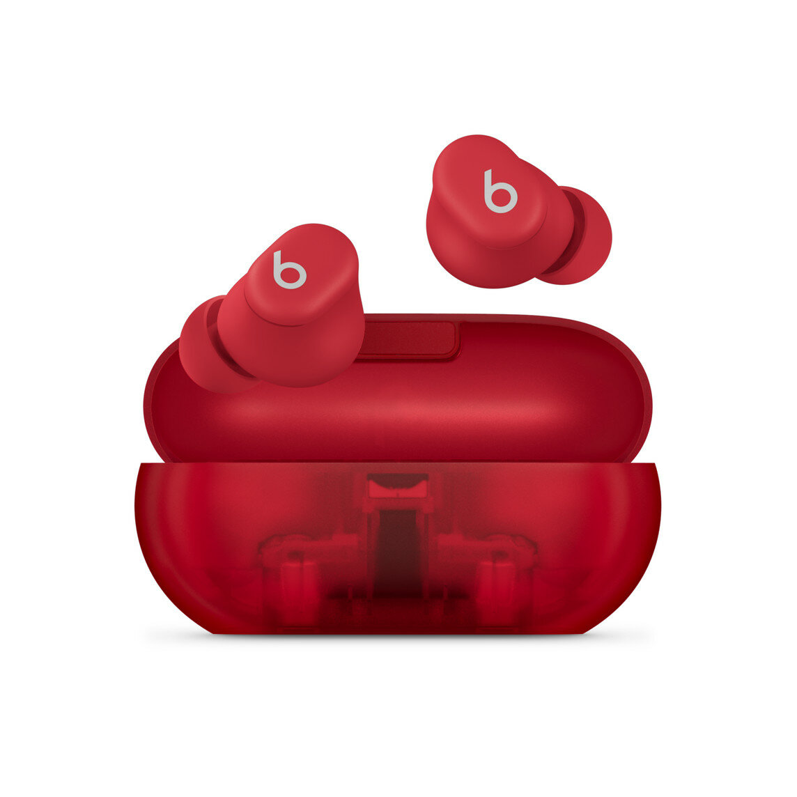Beats Solo Buds Transparent Red — компактные Bluetooth-наушники с микрофоном и шумоподавлением
