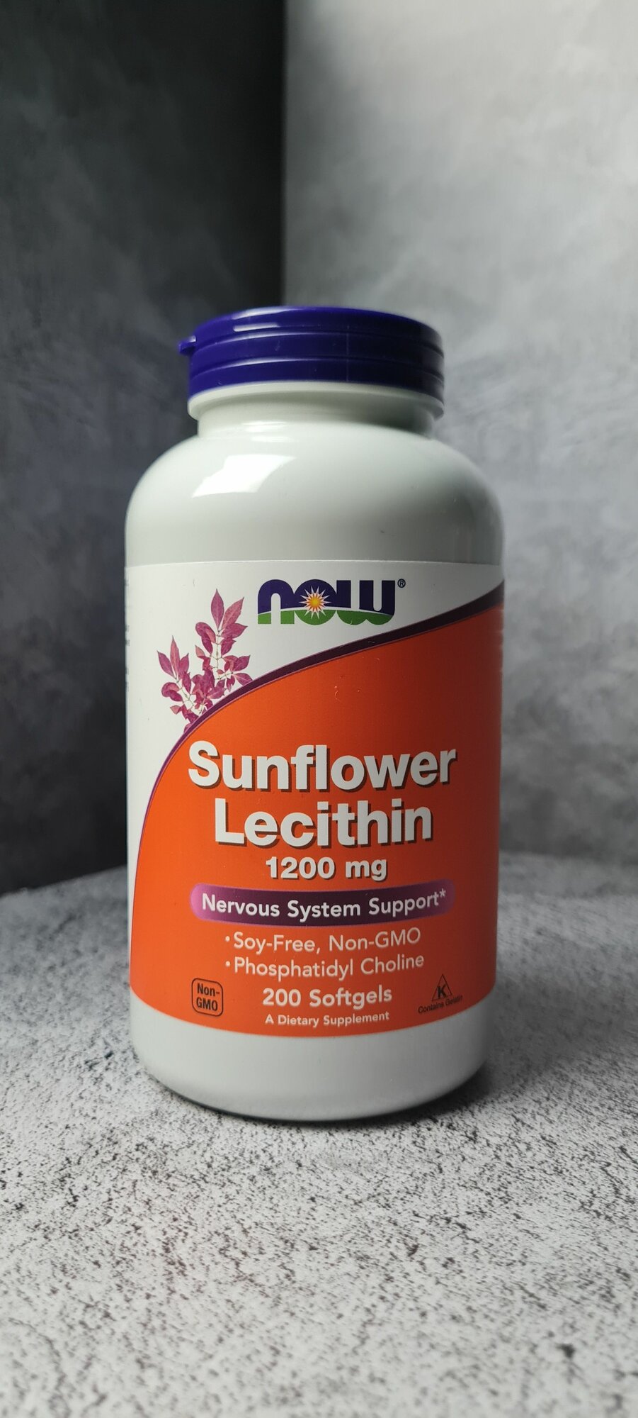 Now Foods Sunflower Lecithin 1200 mg 200 softgels, Нау фудс Подсолнечный лецитин 1200 мг 200 капсул