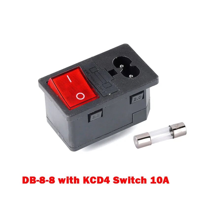 Розетка DB-8-8 с KCD4 выключателем 10A, 5шт