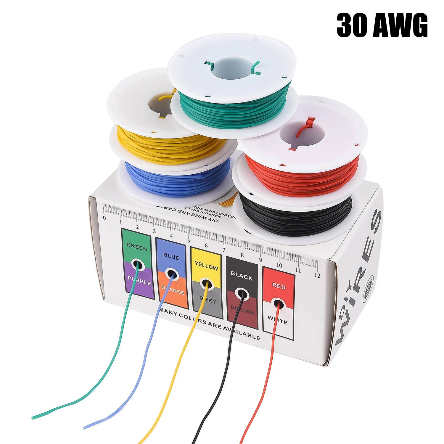 Силиконовые провода 30 AWG, 5 цветов, 100м (20м)