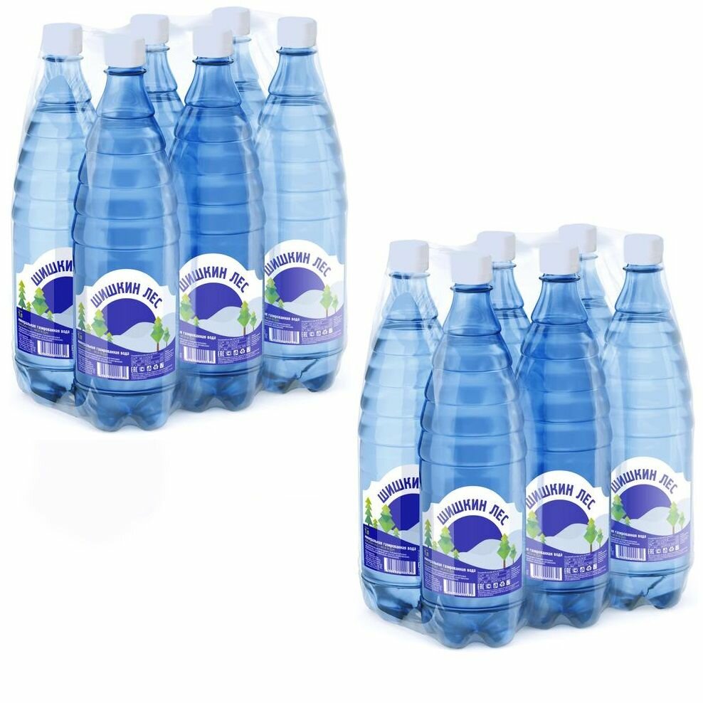 Вода питьевая газированная Шишкин лес, 1 л * 6шт (2 упаковки)