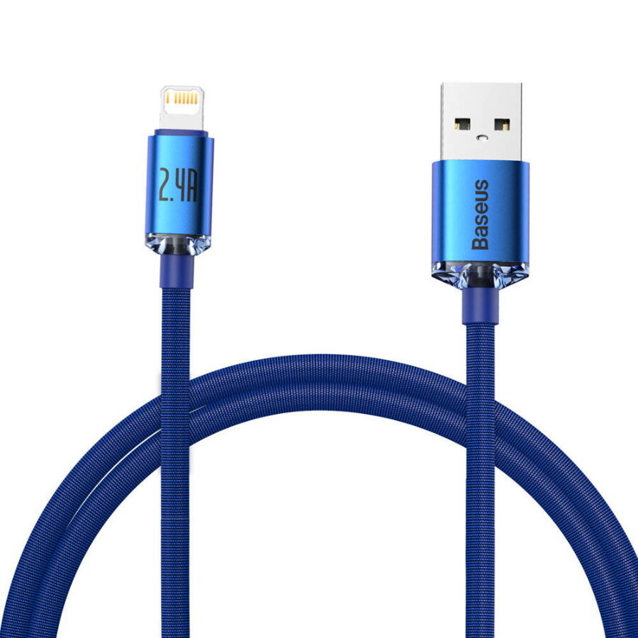 Кабель Baseus Crystal Shine Series Fast Charging Data Cable USB to Lightning 2.4A 1.2m Blue (CAJY000003)