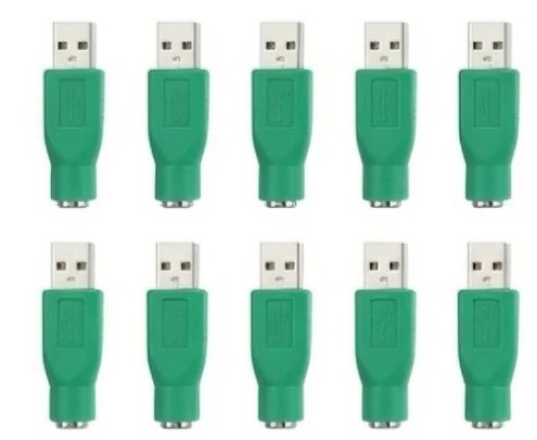 Зелёный USB-PS/2 адаптер для мыши и клавиатуры 10PCS