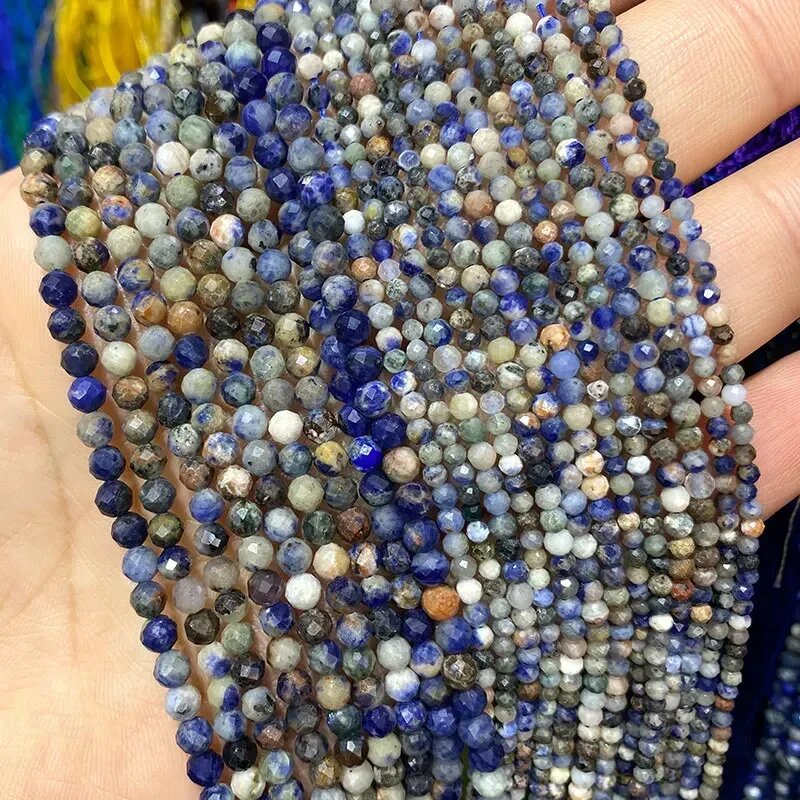 Натуральный розовый опал бусины LUOMAN XIARI 2 3 4 мм Синий, 2mm, mix sodalite