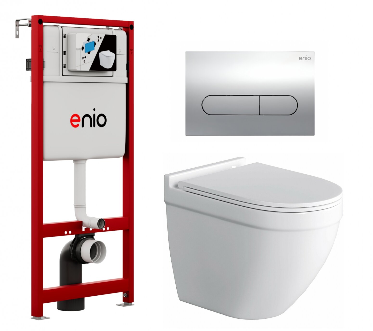 Комплект 3 в 1 инсталляция Enio Profi EN7050050 + Унитаз подвесной Owl 1975 Cirkel-H + кнопка хром Stondato
