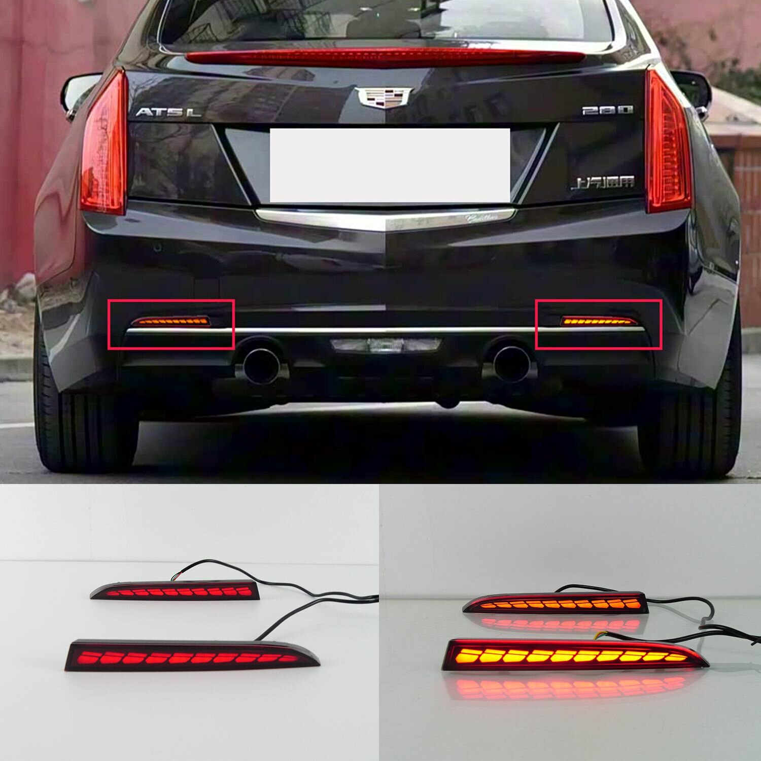 Подходит для заднего бампера Cadillac ATS-L 2013-2017, специальный светодиодный стоп-сигнал и поворотник для модификации ATS-L(Черный)
