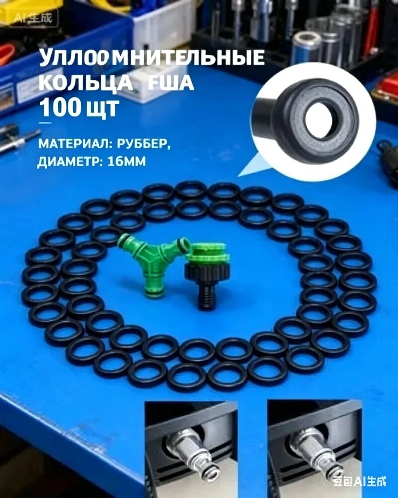 Уплотнительное кольцо для садовых быстросъемных соединителей шлангов, 100шт.